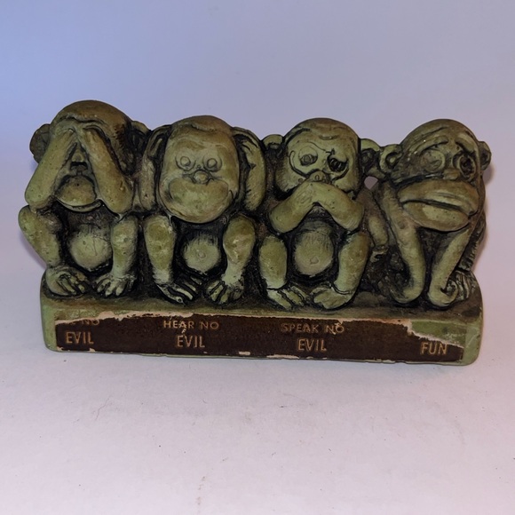 Accents | Vintage 4 Wise Monkeys Seehearspeakdo No Evil 4 14by Cal ...